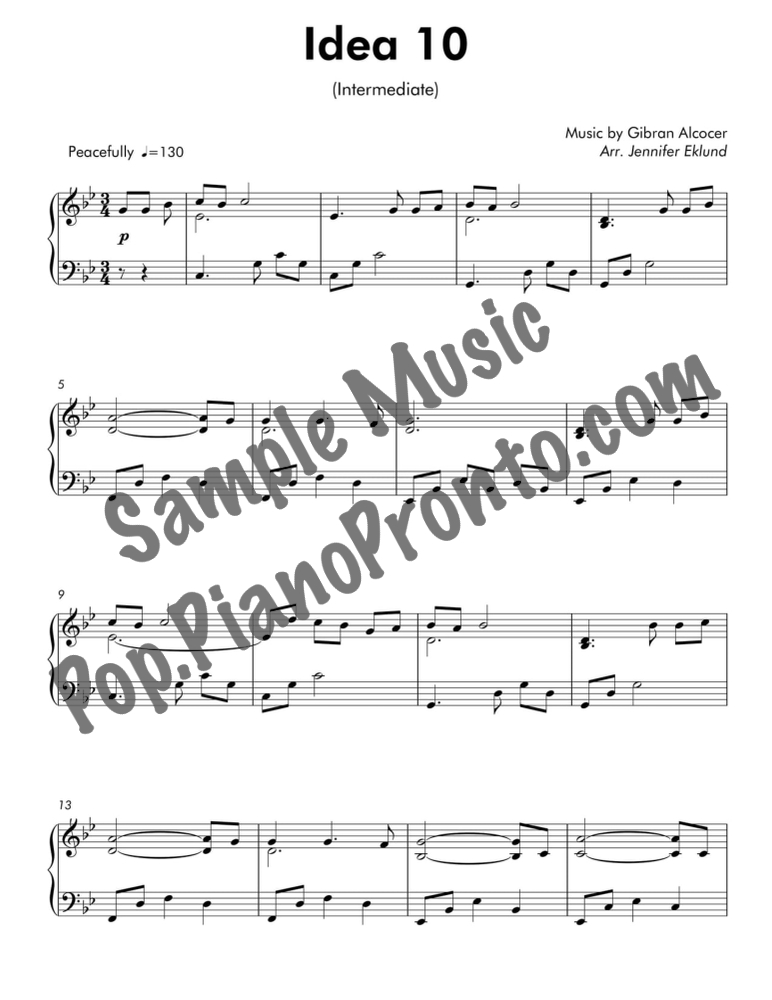 Idea 10 (Intermediate Piano) By Gibran Alcocer - F.M. Sheet Music - Pop Arrangements by Jennifer ...